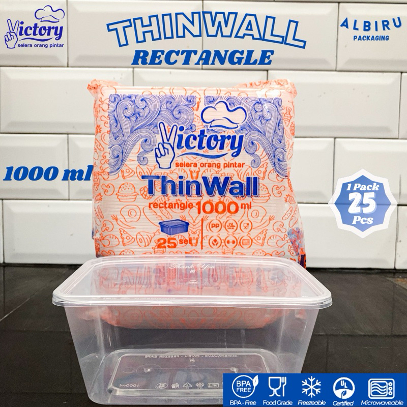 Jual Thinwall Rectangle victory 1000ml // Kotak Makan Persegi Panjang ...