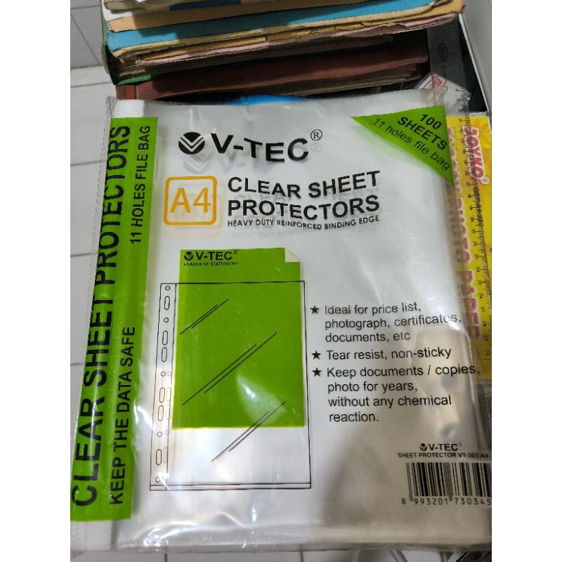 Jual Clear Sheet Protector A4 V-tec -303 harga perlembar dan per pack(100lembar) | Shopee Indonesia