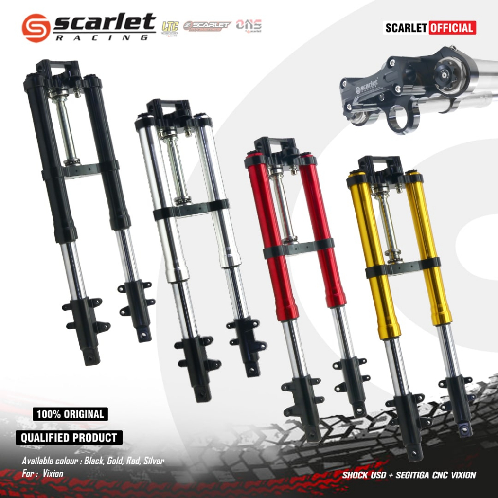 Jual SHOCK USD UPSIDE DOWN SOK DEPAN + SEGITIGA VIXION SCARLET RACING | Shopee Indonesia