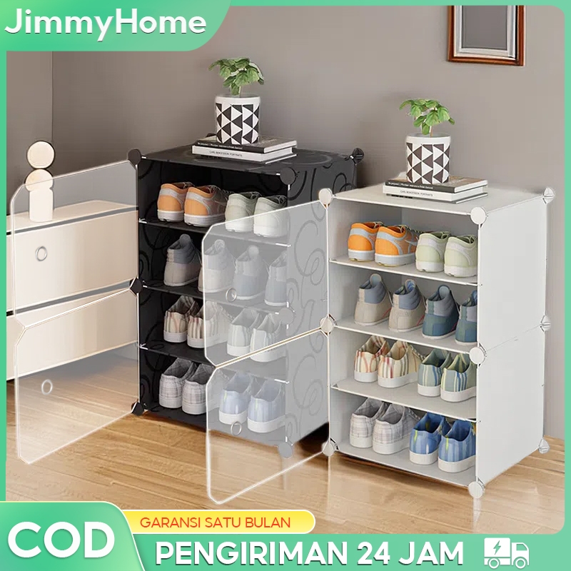 Jual Rak Sepatu Susun Tertutup Tempat Sepatu Kotak Sepatu transparan ...