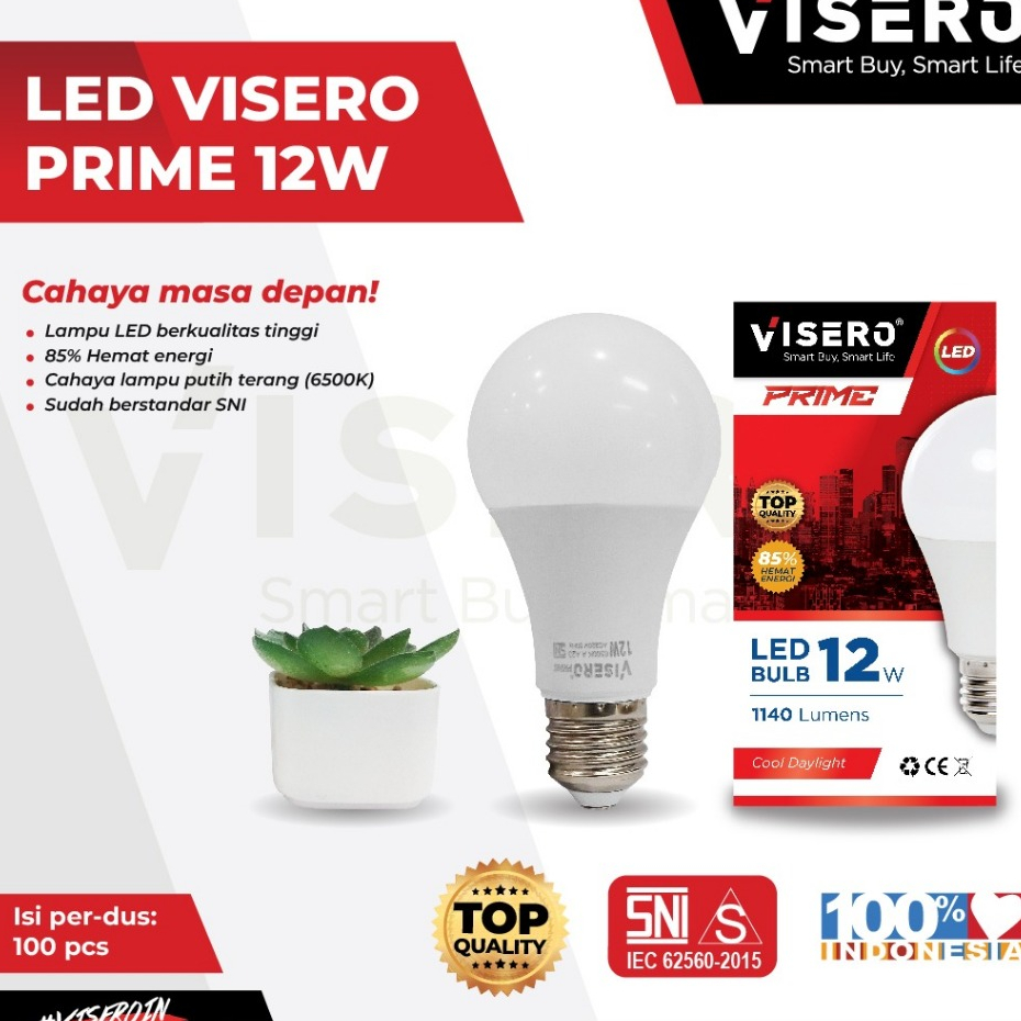 Jual PRIME LEBIH TERANG Lampu Led Bulb Bohlam 12 watt VISERO | Shopee Indonesia