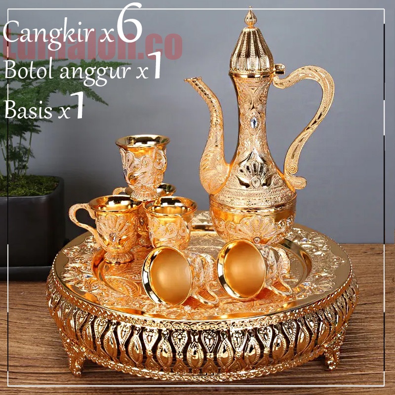 Jual 8pcs/Set Teko Arab Aladin Gold Gelas Anggur Emas Antik, Ornamen ...