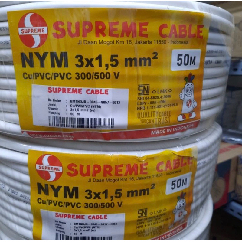 Jual KABEL NYM 3X1.5MM 3X1,5MM SUPREME 50M/KABEL NYM 3X1.5 MM 3X1,5 MM SUPREME 50M | Shopee ...