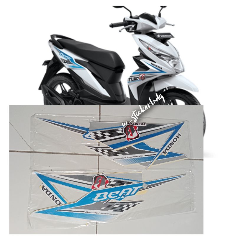 Jual Striping Lis Honda Beat Fi 2018 CBS Putih Biru | Shopee Indonesia