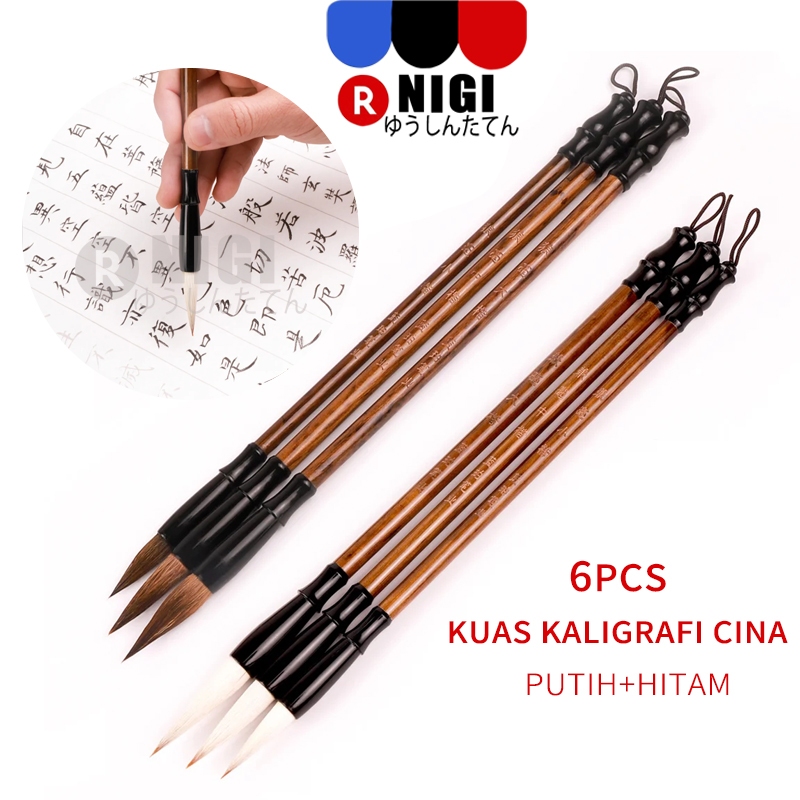 Jual NIGI 6 PCS Kuas Tulis Kaligrafi China Maobit Cina Bulu/Kuas ...