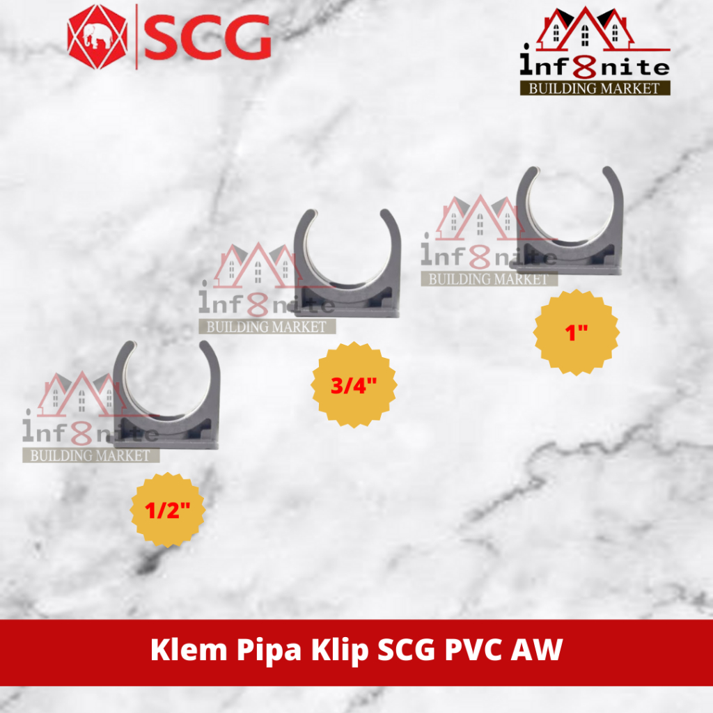 Jual Pipe Clip Clamp Kleman Klem Pipa Paralon Pvc SCG AW 1/2" 3/4" 1 ...