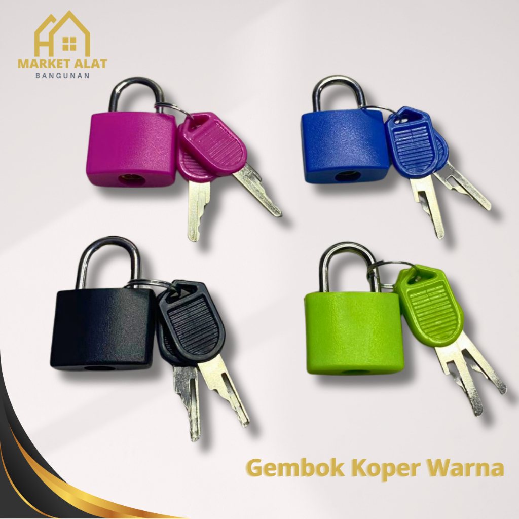 Jual Kunci Gembok Koper Warna Warni 23 mm - Gembok Lucu Korea dengan 2 ...