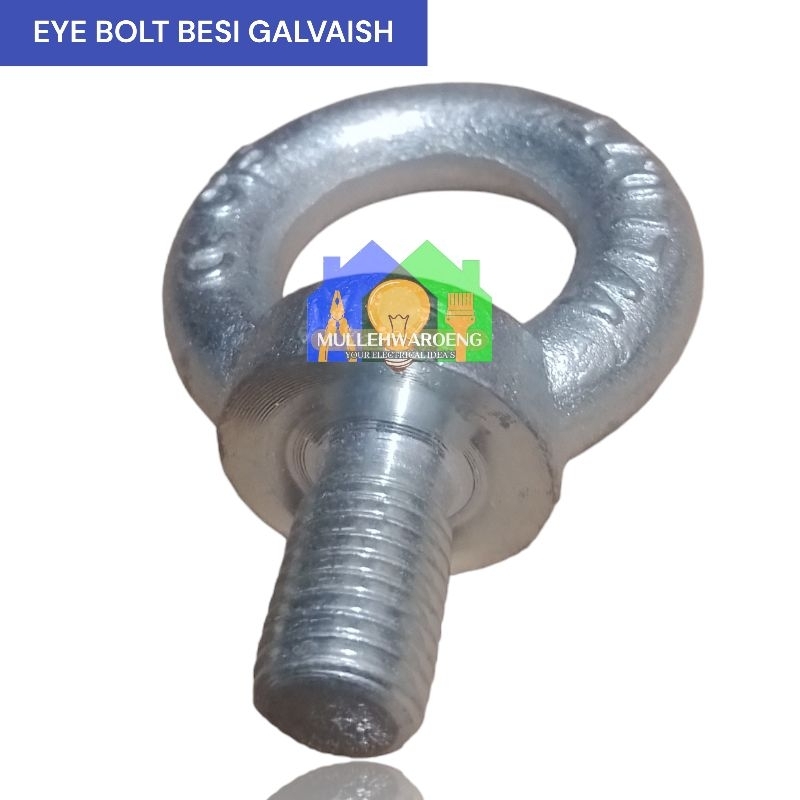 Jual EYE BOLT HOOK PENGAIT LUBANG BESI GALVANIS UKURAN EYBOLT BAUT M6 ...