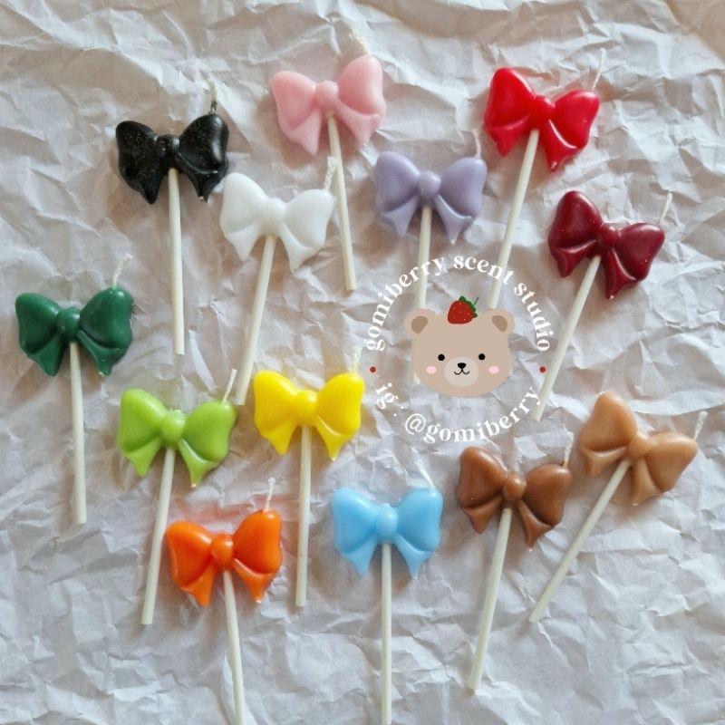 Jual Lilin Pita Bow Ribbon Warna-warni Topper Kue Ulang Tahun | Shopee ...