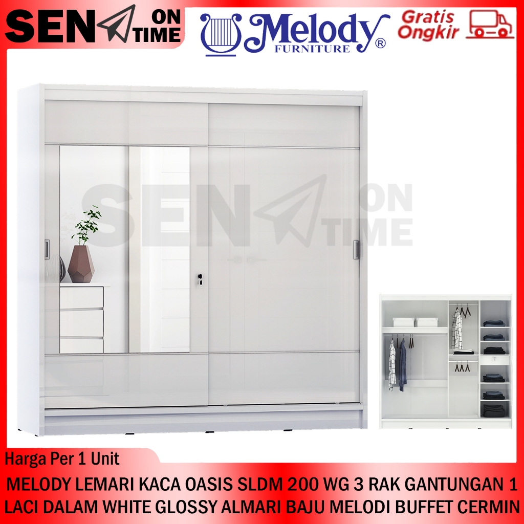 Jual [KARGO] BUFET LEMARI KACA MELODY OASIS SLDM 200 WG 3 RAK GANTUNGAN ...