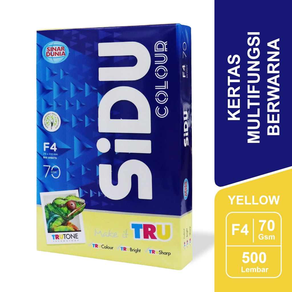 Jual SiDU Kertas Fotocopy Warna Kuning/Yellow 70 GSM F4 1 RIM - SDU CLR ...