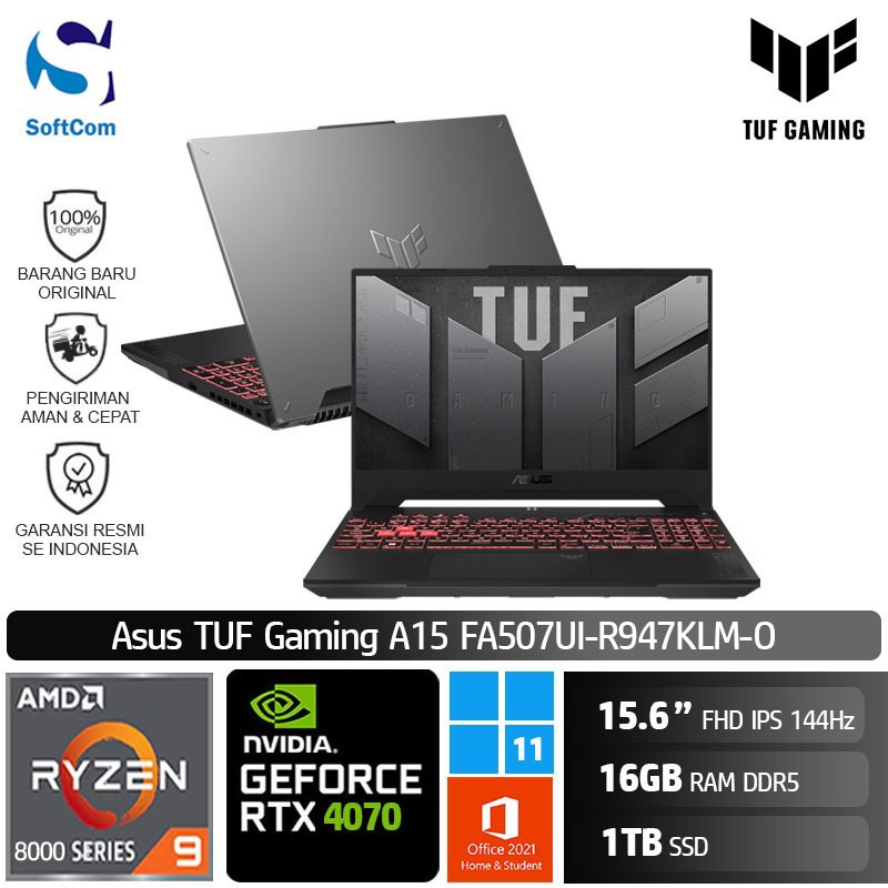 Jual ASUS TUF Gaming A15 FA507UI R947KLM R9 8945H/16GB/1TB SSD/RTX4070 ...