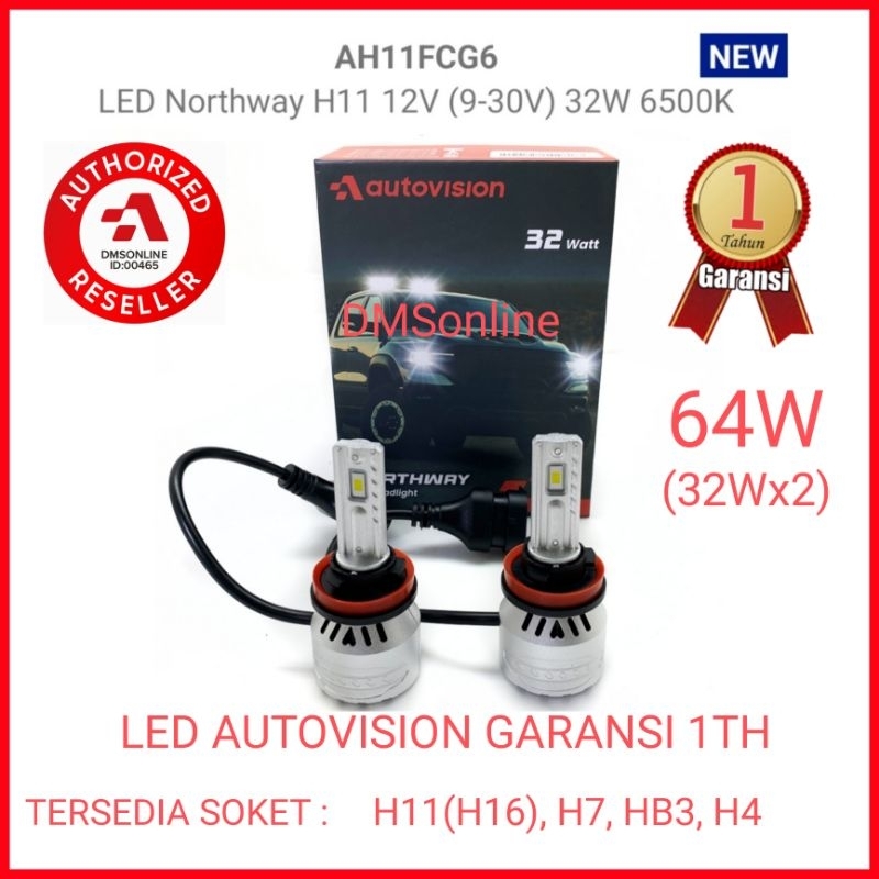 Jual Led H11 HB3 H7 H4 6500K Northway Xandway Autovision Garansi 1Th ...