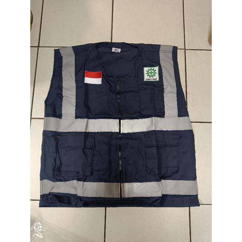 Jual Rompi Safety Bahan Drill Biru Navy / Dongker + Logo K3 dan Bendera ...