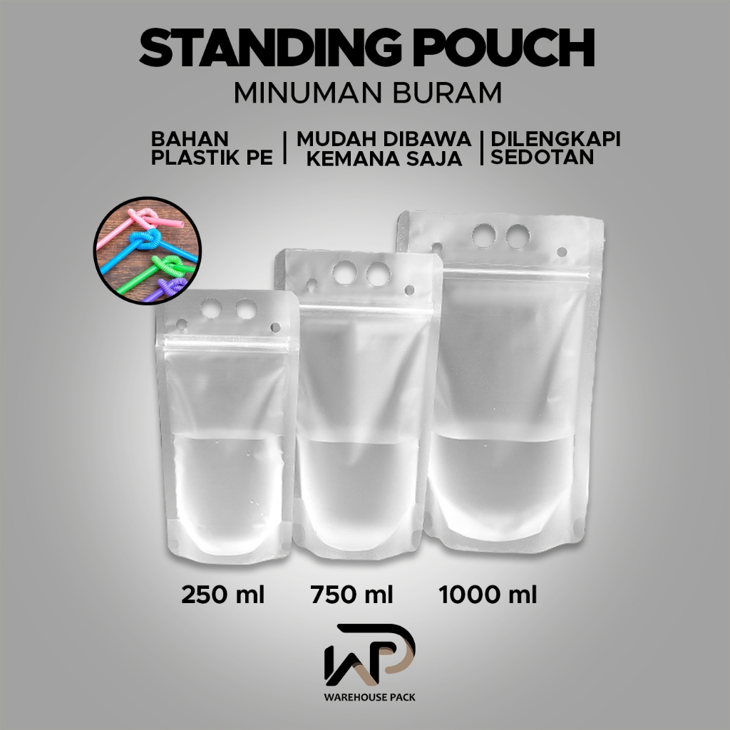 Jual Standing Pouch Minuman Buram | Plastik Ziplock Klip Minuman| Stand ...