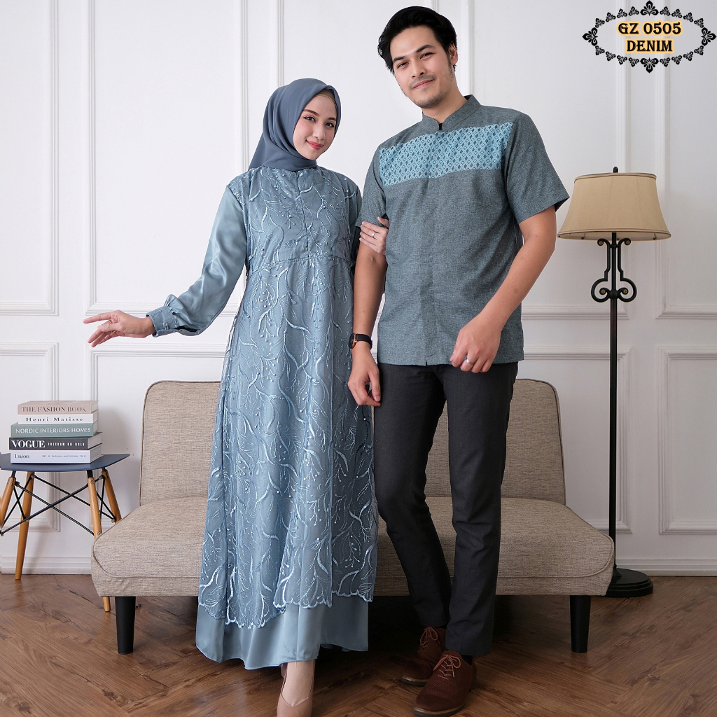 Jual Gamis Koko Couple GZ 0505 Denim/ Gamis Koko Sarimbit/ Gamis Katun ...