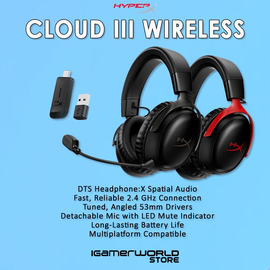 Jual HyperX Cloud III / Cloud 3 Wireless with DTS Spatial Gaming ...