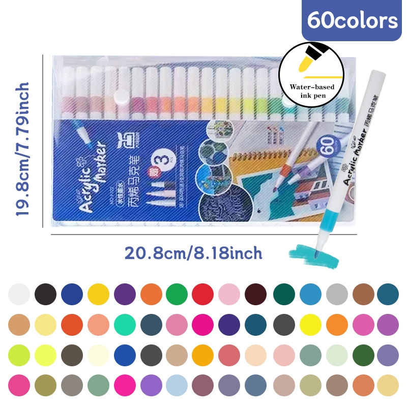 Jual Hightune Spidol Akrilik Acrylic Marker Set 12/24/36/48/60/80 ...