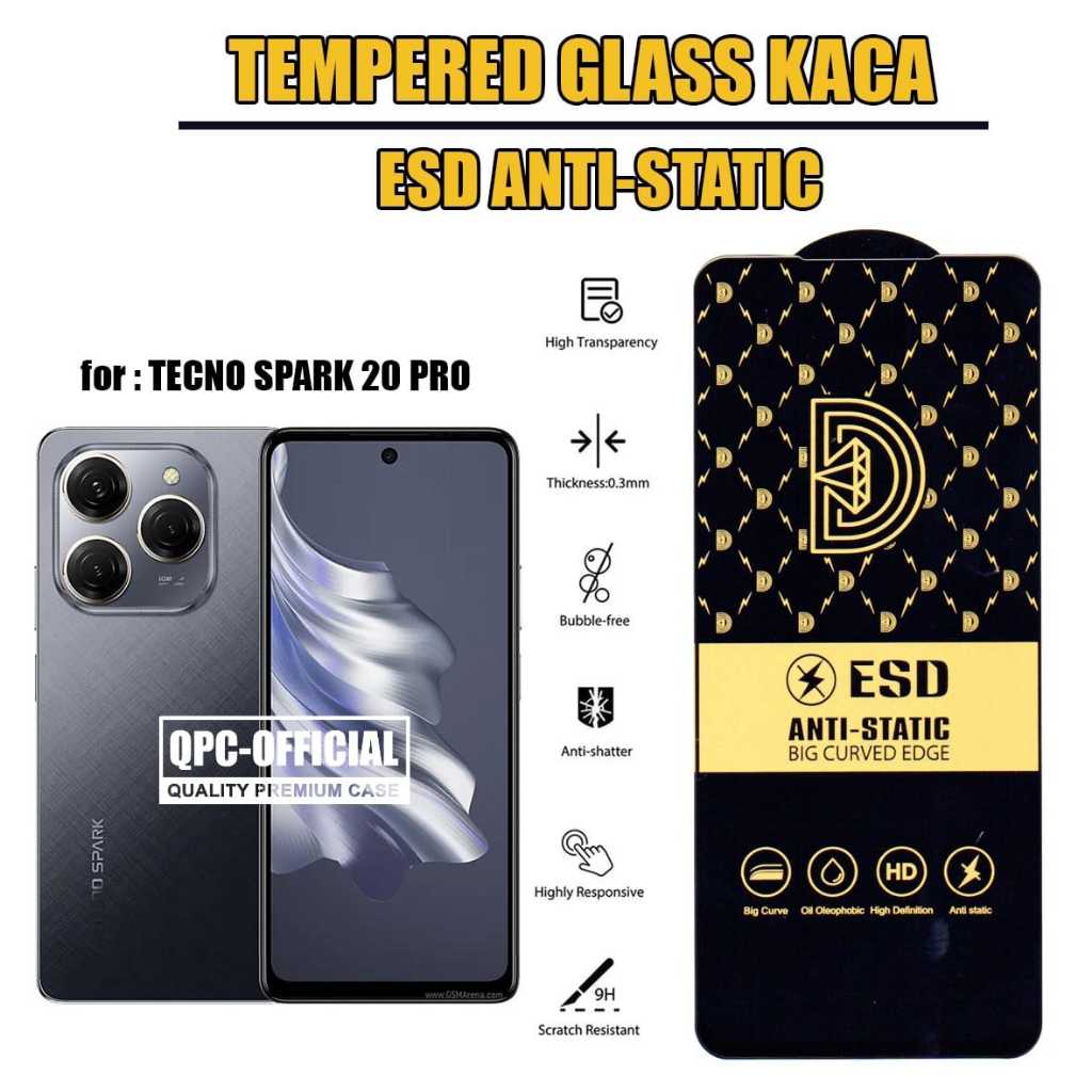Jual QPC - Tempered glass Full layer Anti Static Antigores Tecno Spark 30 4G Spark 30 Pro Tecno ...