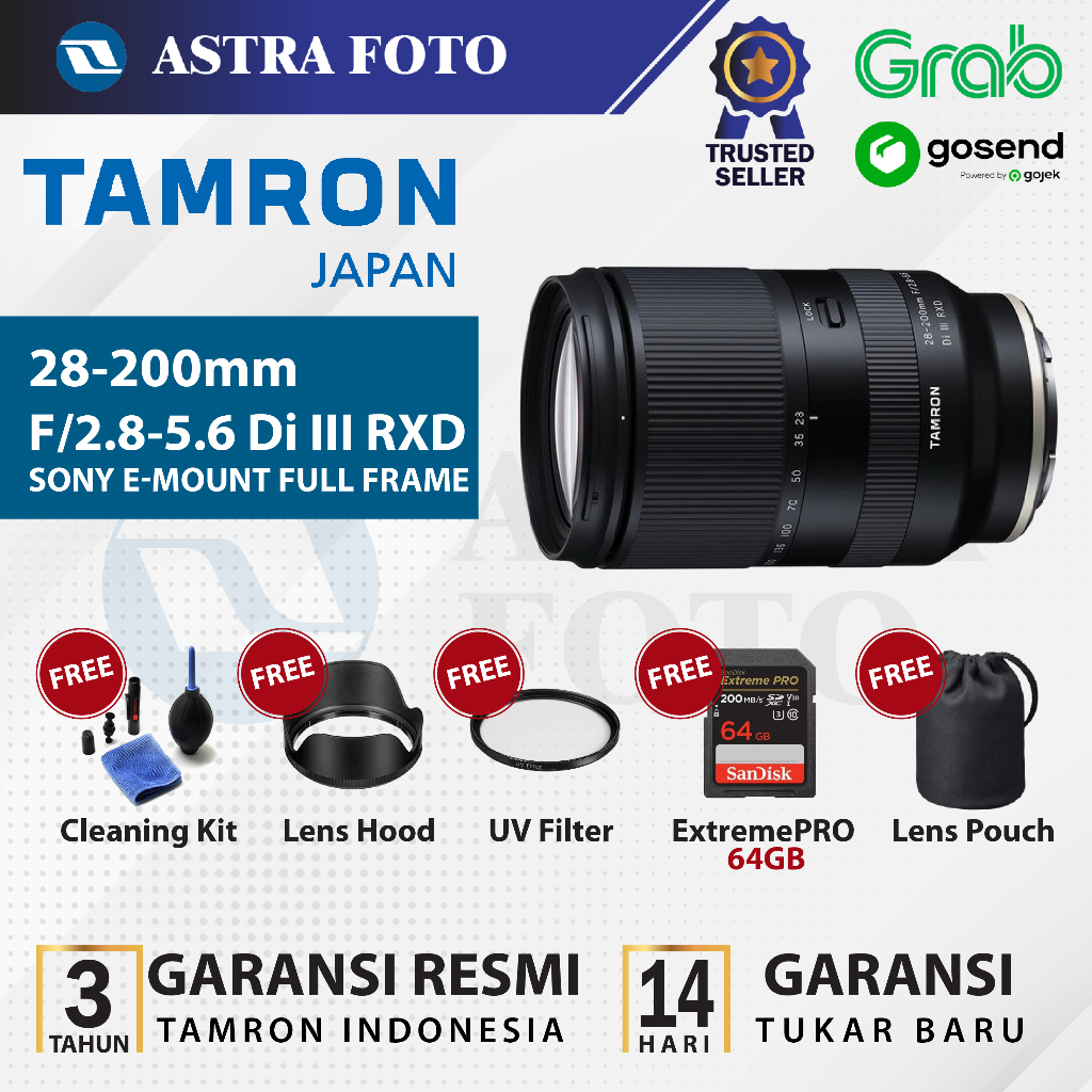 Jual Tamron 28-200mm F/2.8-5.6 Di III RXD Lensa Sony Full-Frame Lens ...