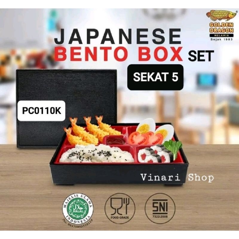 Jual Bento Box Set 5 Sekat 10 inch(PC0110K)Bento Hokben/Piring Sekat ...
