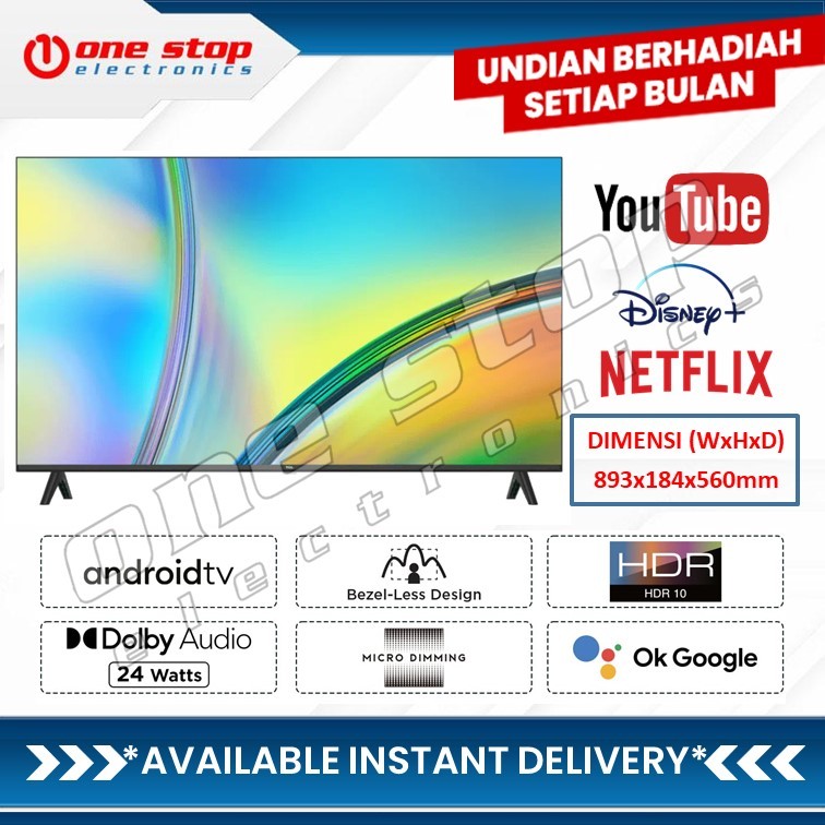 Jual TCL 40S5400A / S5400A Full HD Bezel-Less Design Android LED TV 40 Inch | Shopee Indonesia