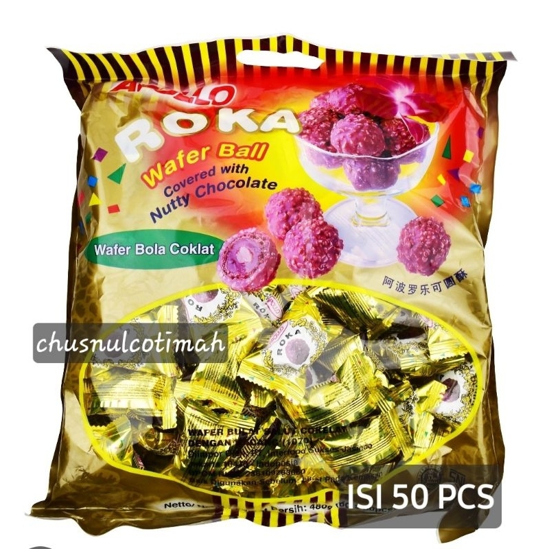 Jual Roka Apollo Wafer Bola Coklat isi 50 pcs / Apollo Roka Wafer Ball ...
