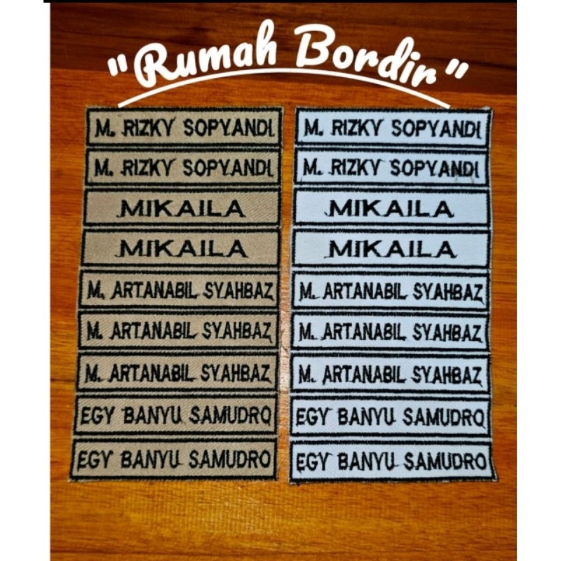 Jual Bordir Nama Siswa/nama Pondok/Name tag/Bed Nama(1 hari Langsung ...