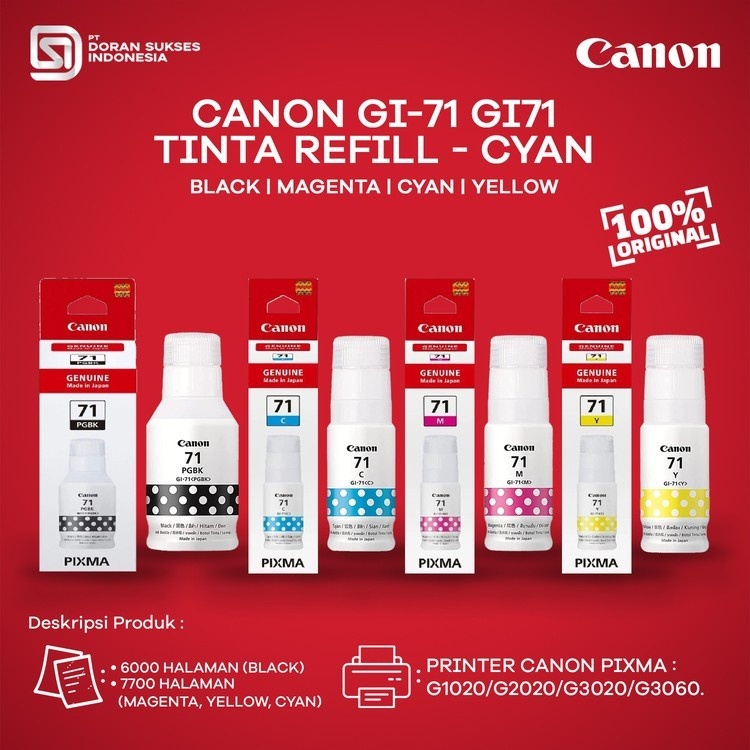 Jual CANON PIXMA Tinta Printer Original GI71 GI 71 GI-71 All Colour ...