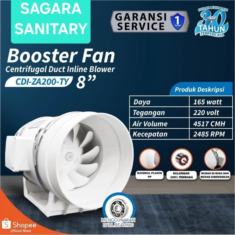 Jual Inline duct booster 8 in / blower penghisap asap dapur 8 ...