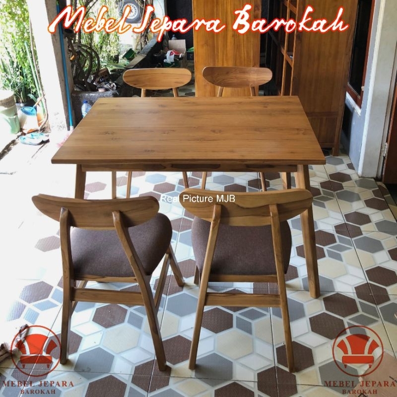 Jual Set Meja dan Kursi Makan Ropan Kayu Jati Minimalis Set Dining Table 4 Kursi Ropan Set Meja ...