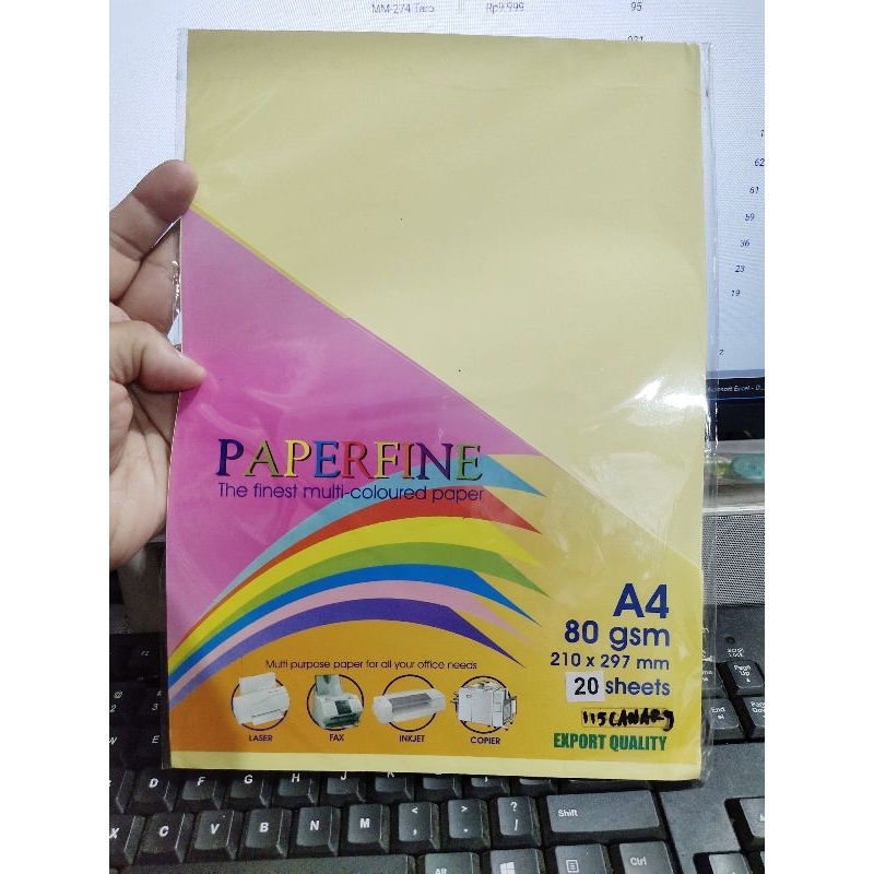 Jual Kertas Warna A4 / PaperFine 80GSM (1 pack isi 20 lembar) | Shopee ...