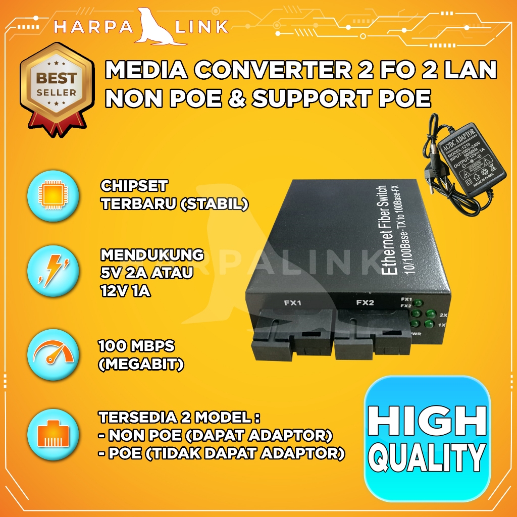 Jual Media Converter 2 FO 2 LAN 2 SC 2 RJ45 10/100 Mbps Full Body Casing Switch Fiber Optic ...