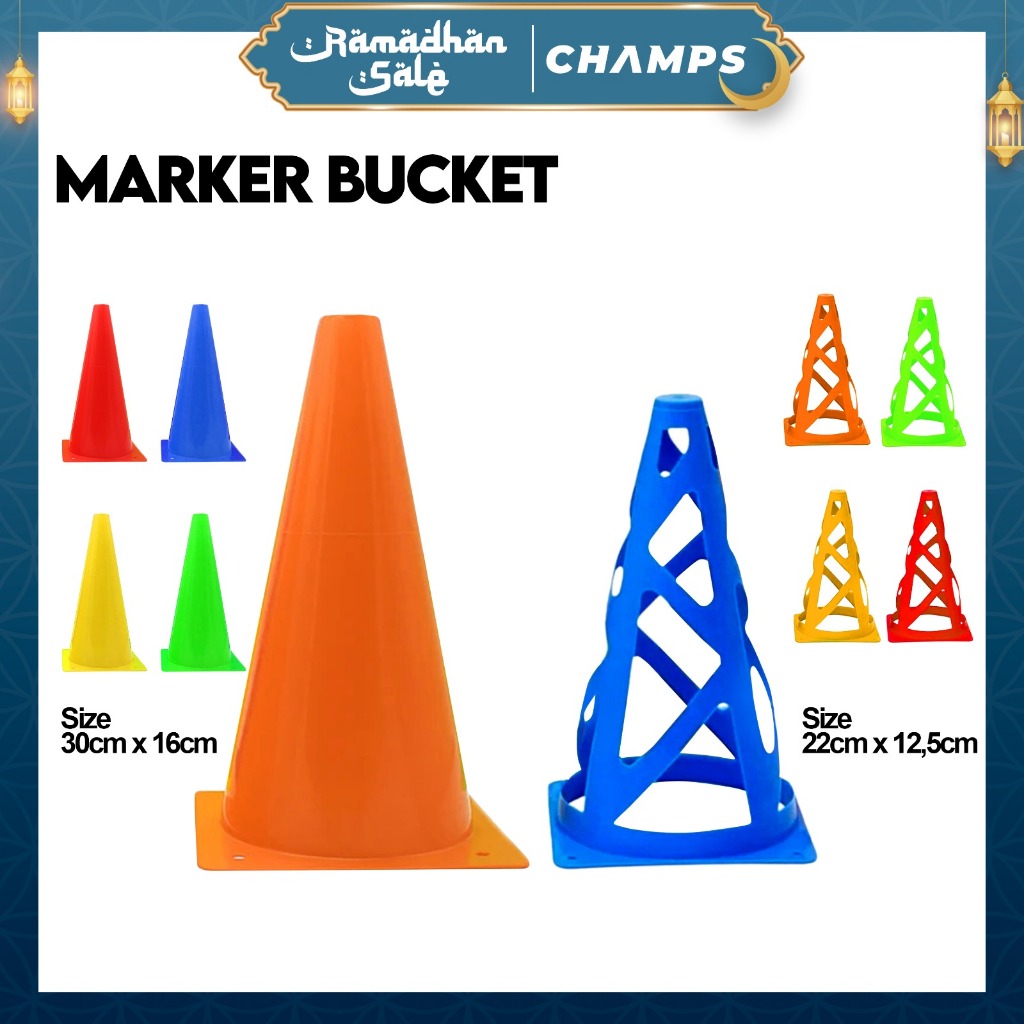 Jual CHAMPS Marker Bucket Cone Kerucut | 23Cm Latihan Olahraga Futsal ...