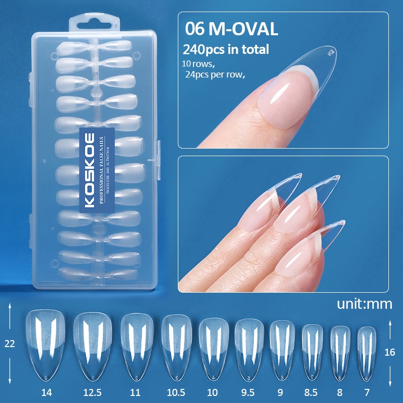 Jual KOSKOE Soft Gel Nail Tips 300pcs Poly Gel Nails Extension KUKU ...
