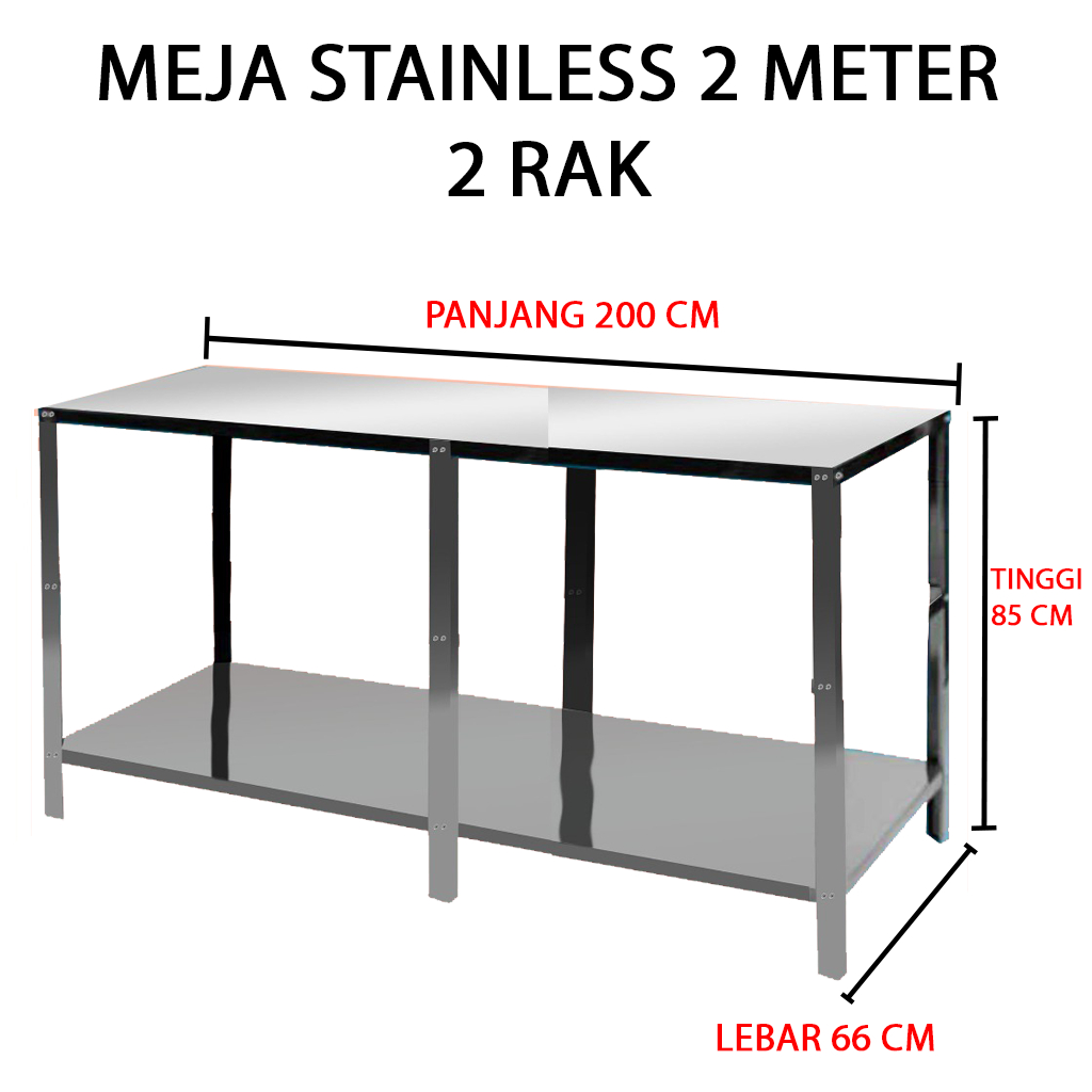 Jual Meja Dapur Stainless Panjang 2 Meter Meja Prepare Baking Serbaguna ...