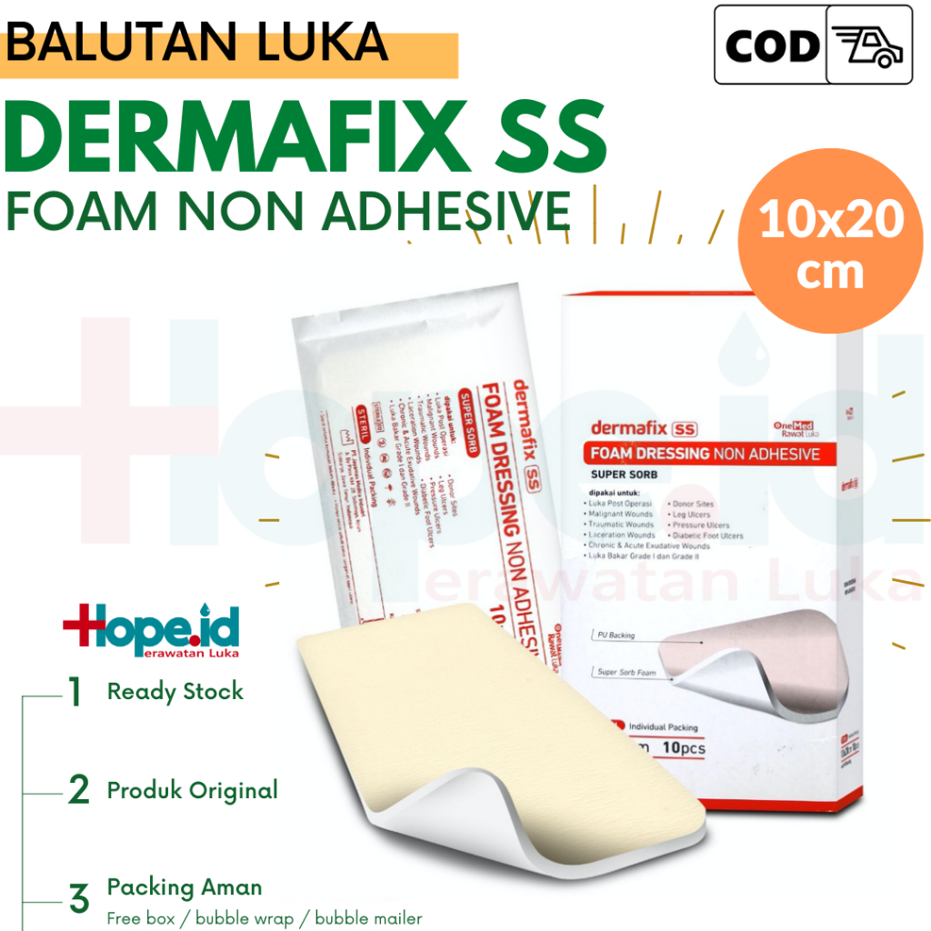 Jual Dermafix SS Foam PU 10x20 cm Dressing Perawatan Luka Non Adhesive ...
