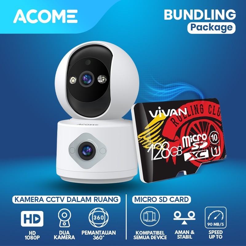 Jual ACOME IOT APC06 Camera CCTV WiFi Indoor 2 Lensa Full HD 1080P/2MP ...