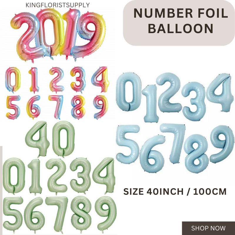 Jual BALON FOIl ANGKA JUMBO 40 Inch / 100cm Balon Angka 0-9 BALON ...