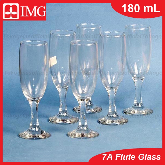 Jual 1 Set Isi 6 Pcs Gelas Champagne Flute 180 ml - Gelas Kaki Flute ...