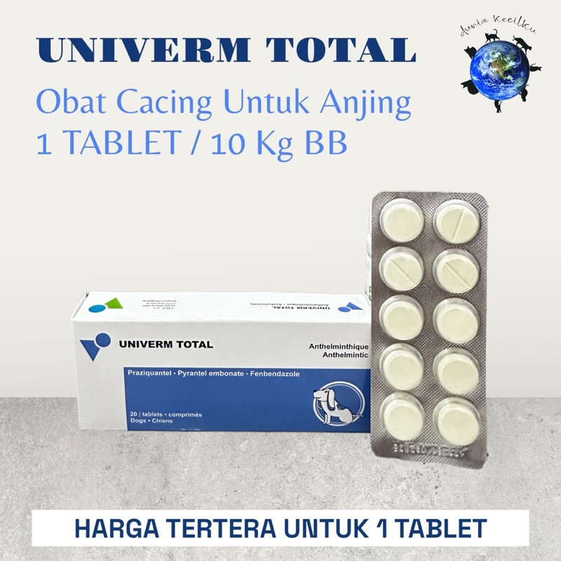 Jual Univerm Total Tablet Obat Cacing Anjing (1 TABLET) | Shopee Indonesia
