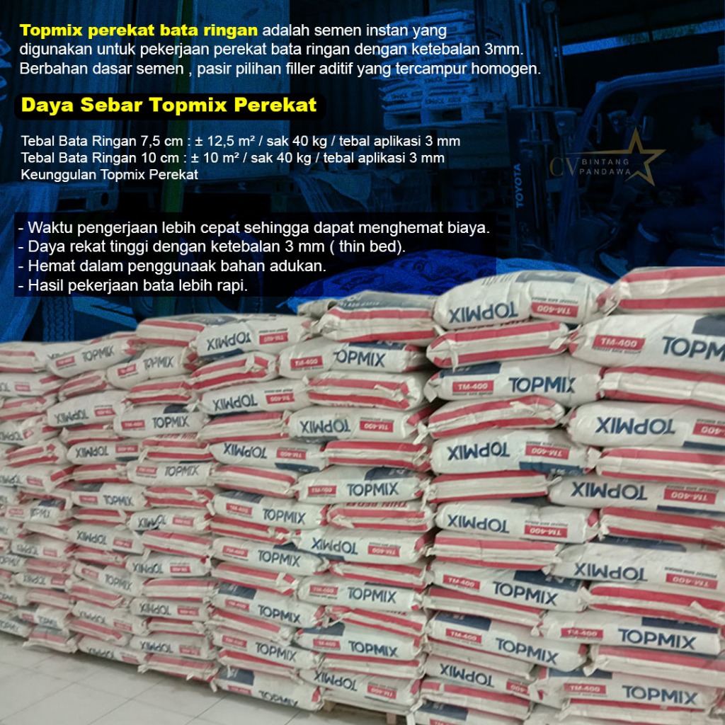 Jual Semen Instan Mortar Perekat Bata Ringan/Lem Hebel - Topmix Thinbed ...