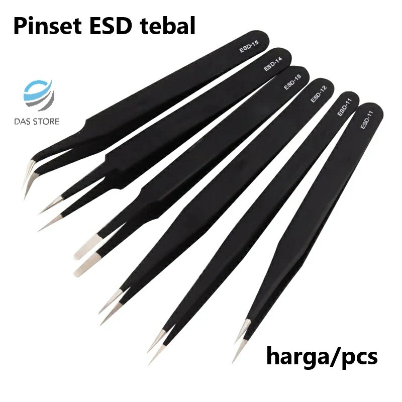 Jual Pinset ESD Tweezer TEBAL hitam anti static 10 11 12 13 14 15 ...