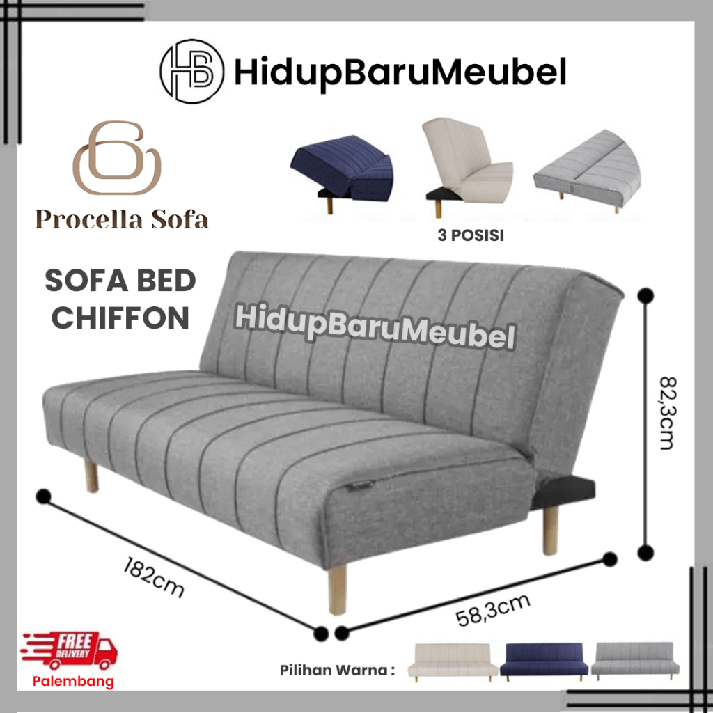 Jual Sofa bed CHIFFON / sofabed Procella chiffon / sopa ruang tengah lipat minimalis retro ...