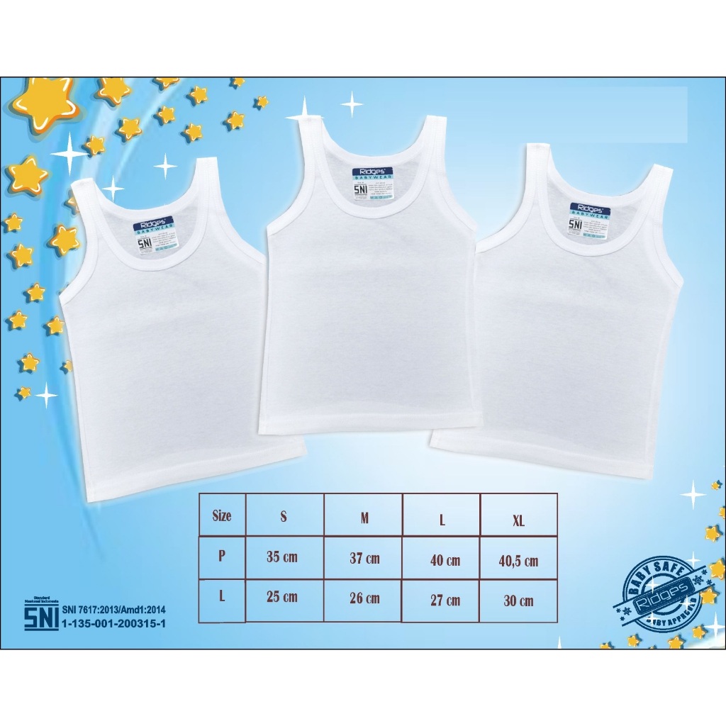 Jual Singlet Anak Ridges Polos Warna (Singlet Dalaman Anak 1/2 Lusinan ...