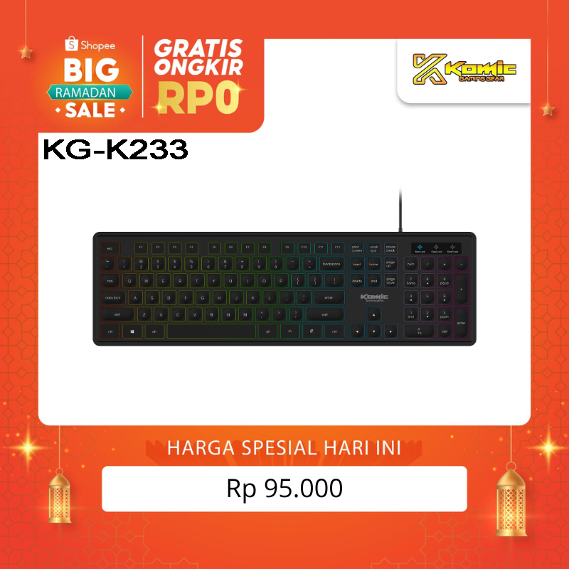 Jual Komic KG-K233 Keyboard Gaming Membrane - LED RGB Backlight | Shopee Indonesia