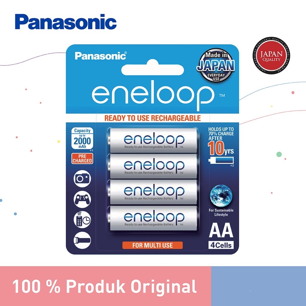 Jual Panasonic Eneloop Baterai Rechargeable AA 4pc Battery Rechargeable A2 | Shopee Indonesia