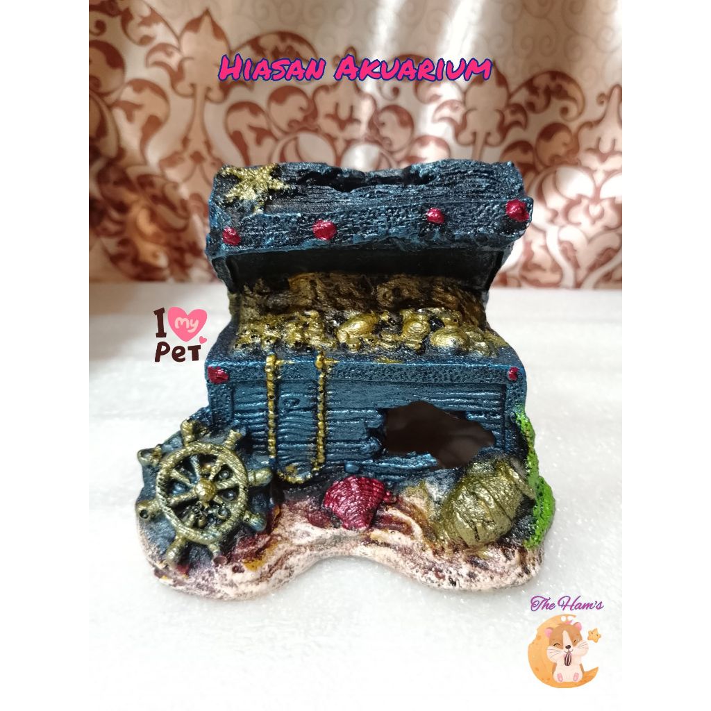 Jual (The Ham's) Hiasan aquarium fiber peti harta karun mainan | Shopee ...