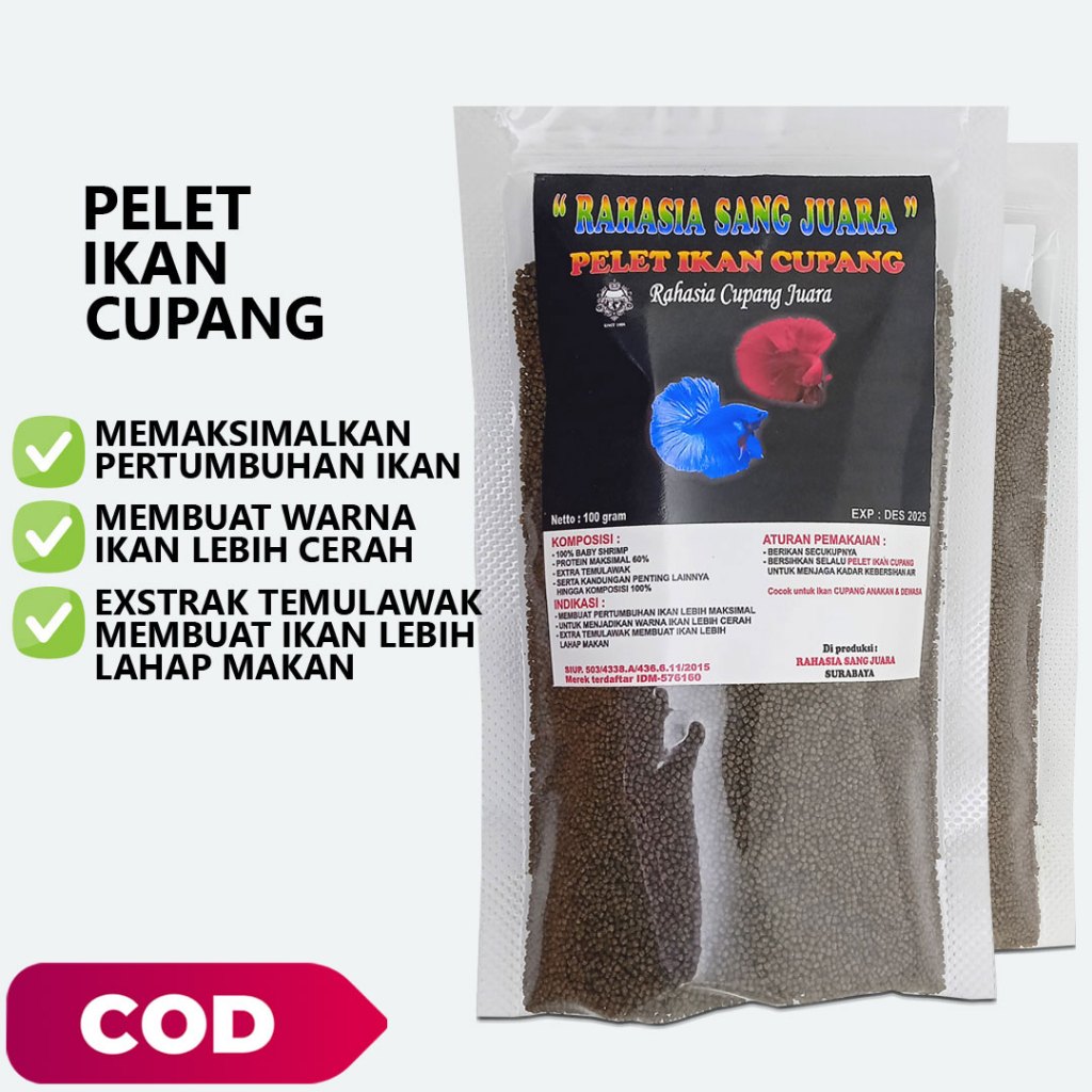 Jual PELET IKAN CUPANG UNTUK WARNA DAN IKAN LEBIH BAGUS 100g | Shopee ...