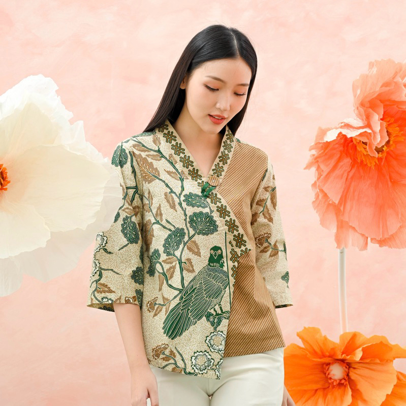Jual Batik wanita / atasan batik wanita / baju batik kimono wanita modern / seragam kerja kantor ...